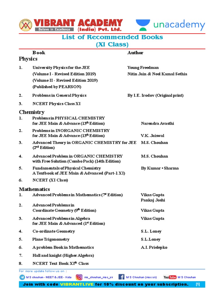 List of Recommended Books (XI Class) : Physics | PDF