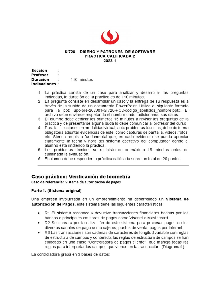 upc-pre-202301-SI720 Diseño y Patrones de Software-PC2 - v2 | PDF ...