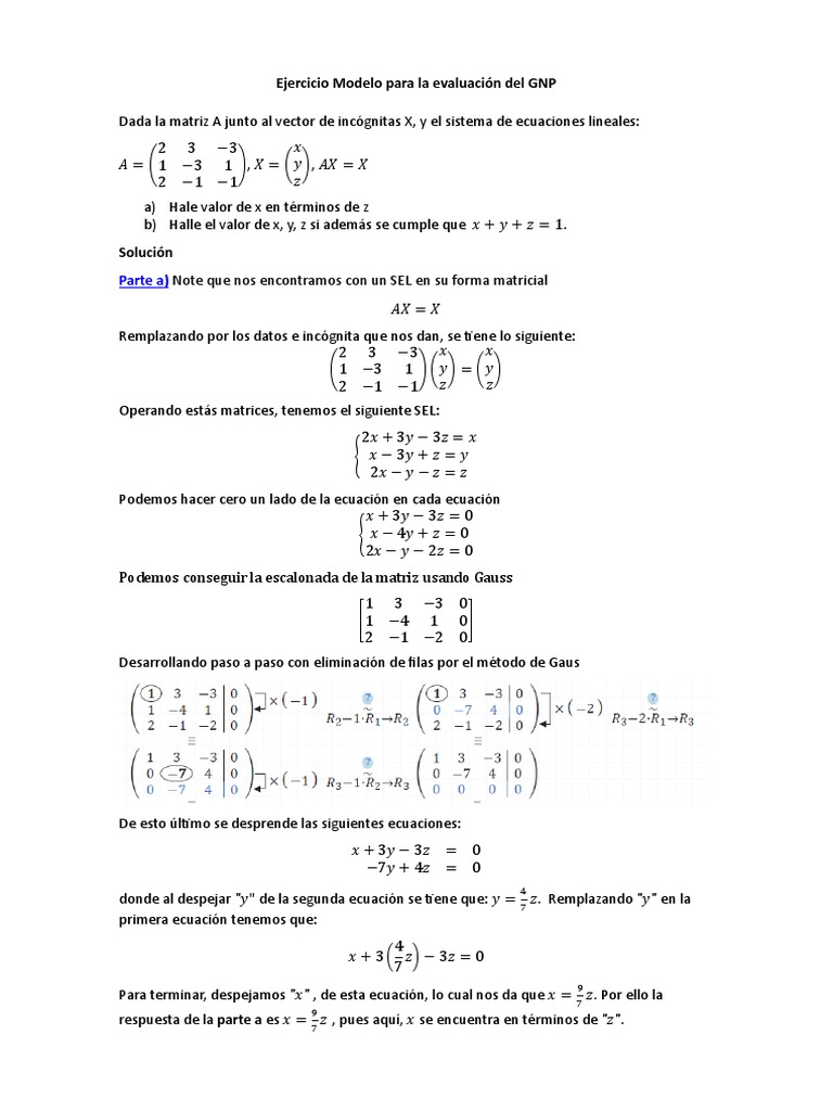 Ejercicio Modelo para El GNP - AAA3 | PDF | Matriz (Matemáticas) | Ecuaciones