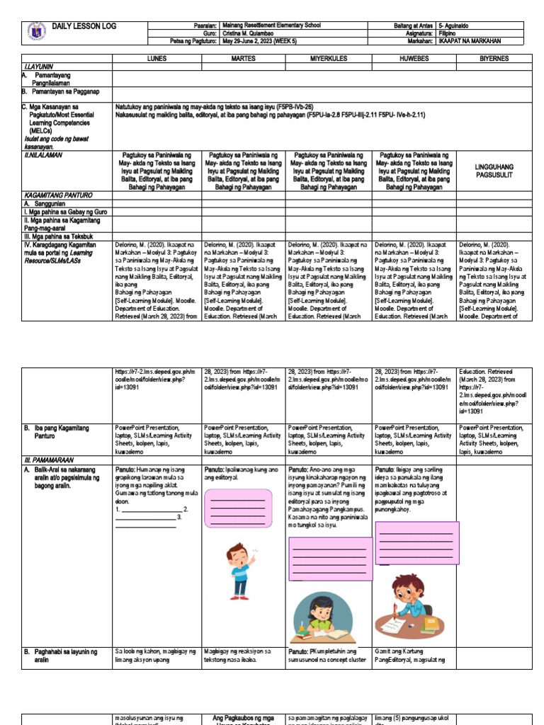 DLL Filipino-5 Q4 W5 | PDF