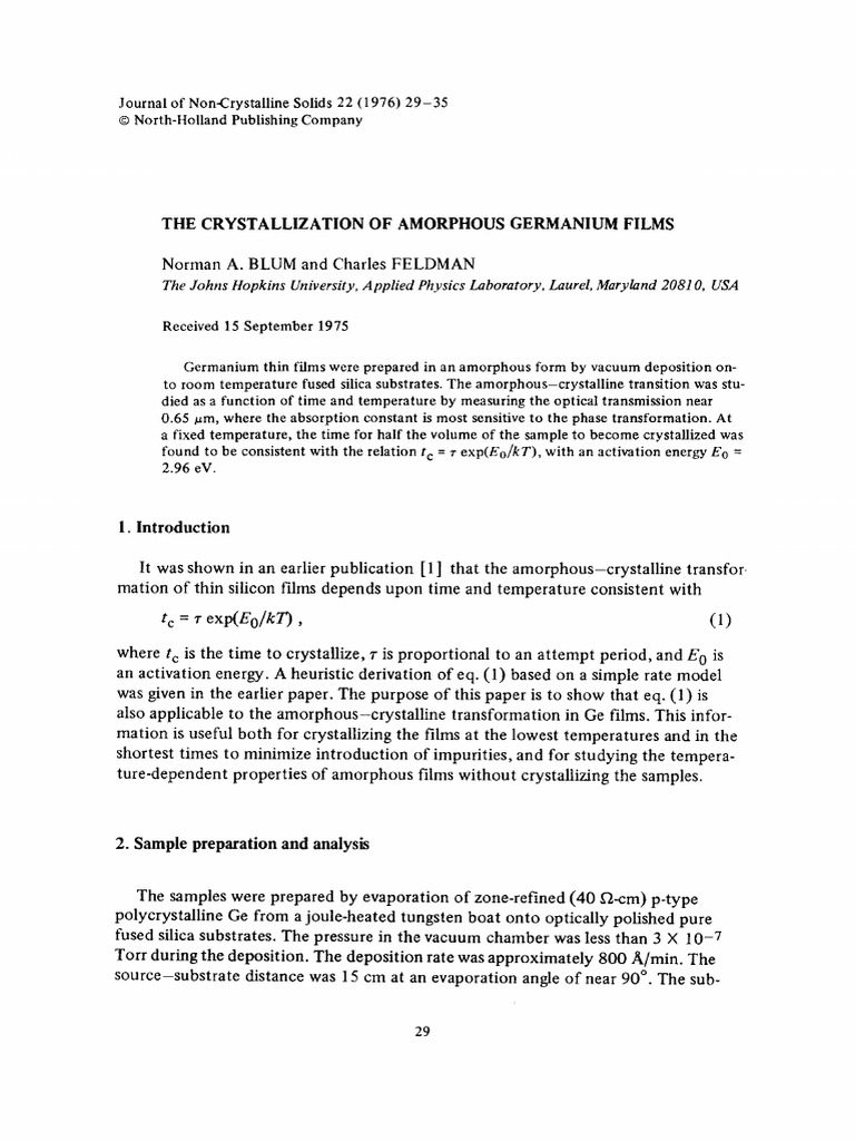 Blum, Feldman - 1976 - The Crystallization of Amorphous Germanium Films ...