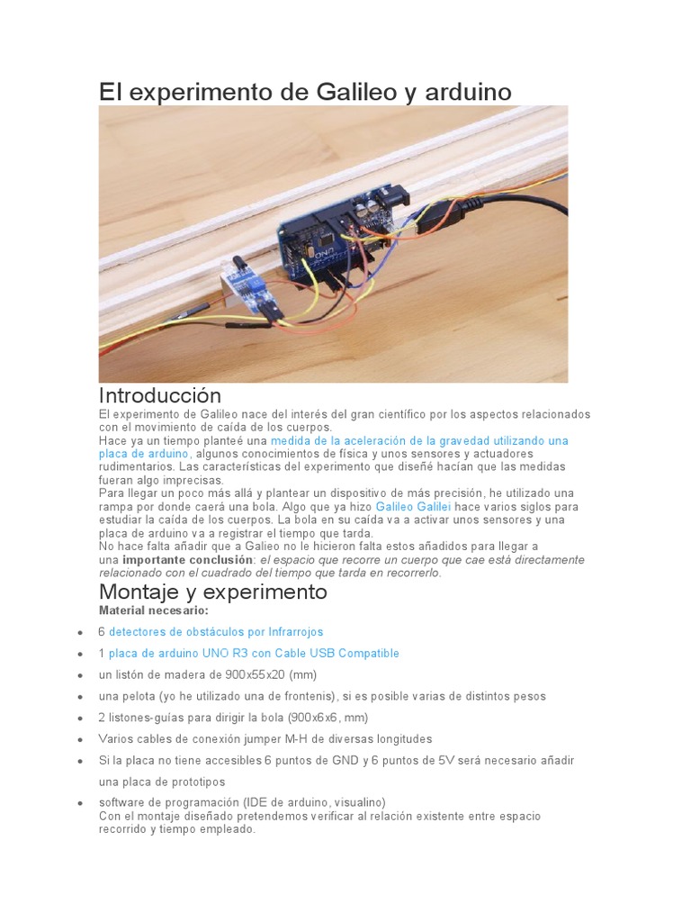 El Experimento de Galileo Caida Libre y Arduino | PDF | Cinemática | Arduino
