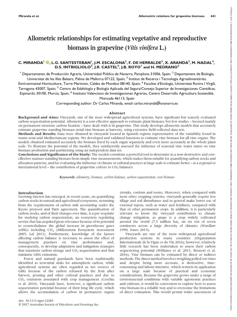 Grapevine Biomass Estimation Models | PDF | Akaike Information Criterion | Carbon Sequestration