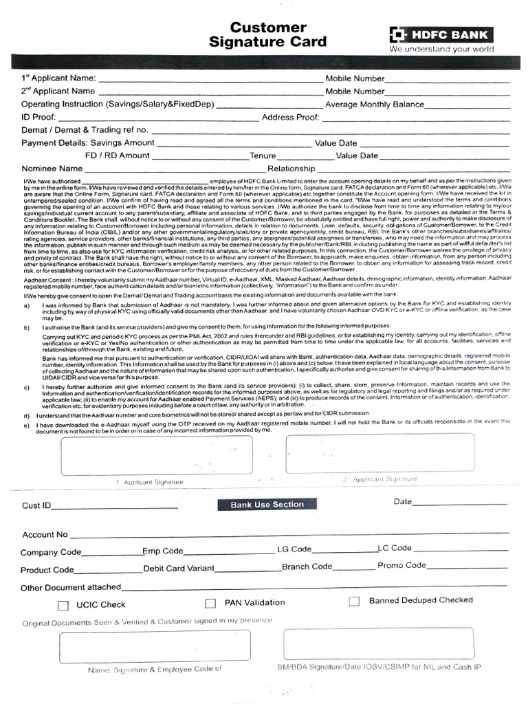 Signature Card | PDF | Banks | Authentication