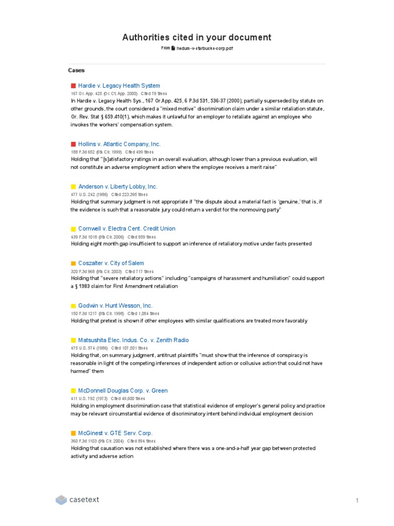 Brief Binder Hedum V Starbucks Co | PDF | Civil Rights Act Of 1964 ...