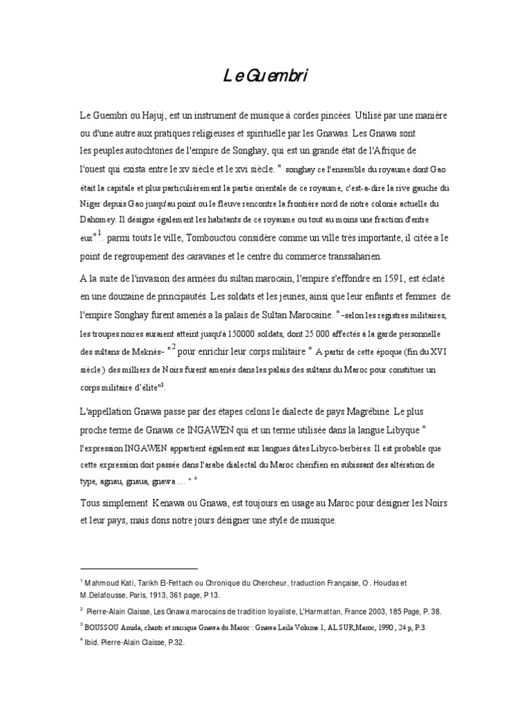 Le Guembri : Instrument et Tradition Gnawa | PDF | Chordophones ...