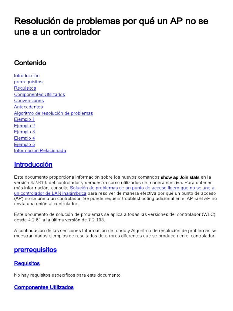 Solución de problemas: AP no se une a WLC | PDF | Punto de acceso ...