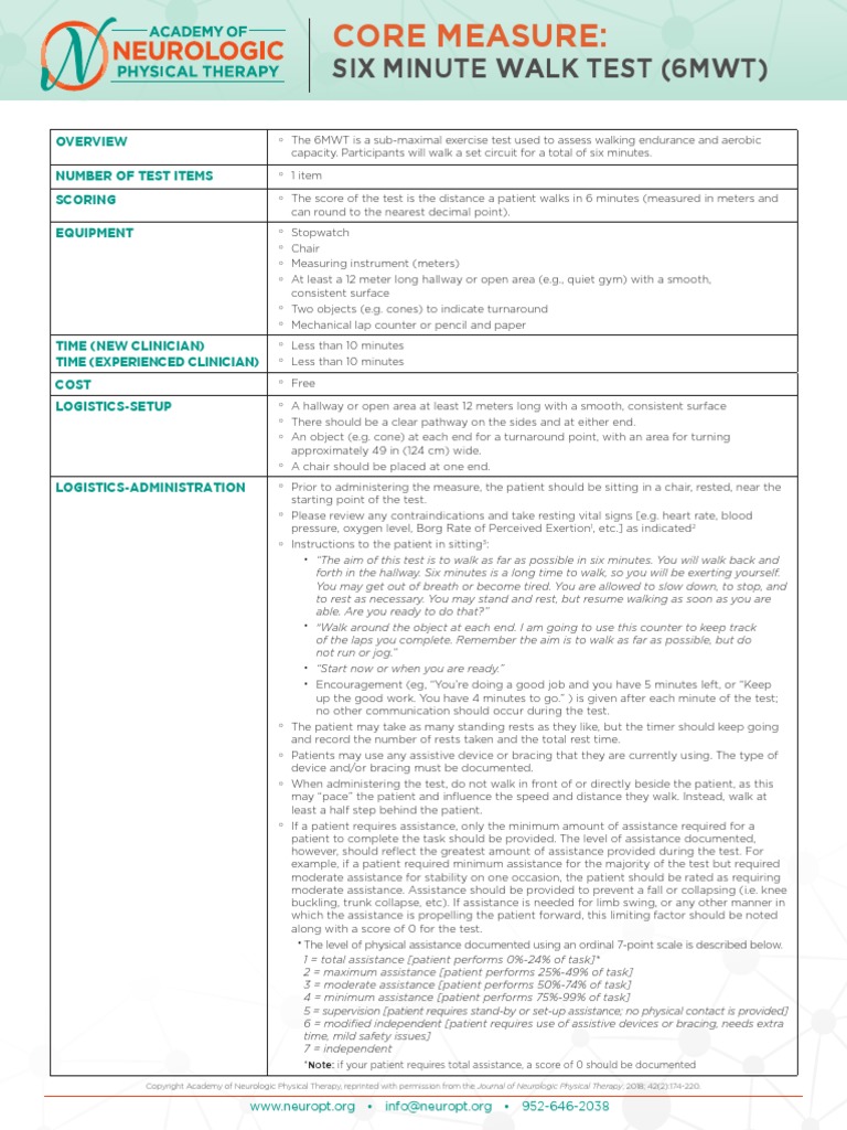 6mwt Protocol | PDF | Clinical Medicine | Medical Specialties