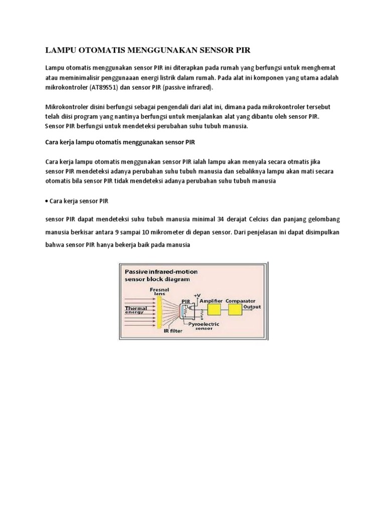 Lampu Otomatis Menggunakan Sensor Pir | PDF
