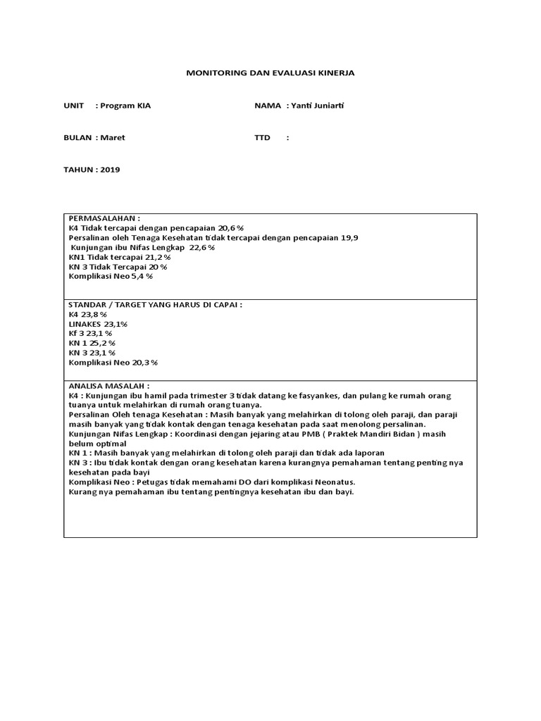 Monitoring Dan Evaluasi Kinerja | PDF