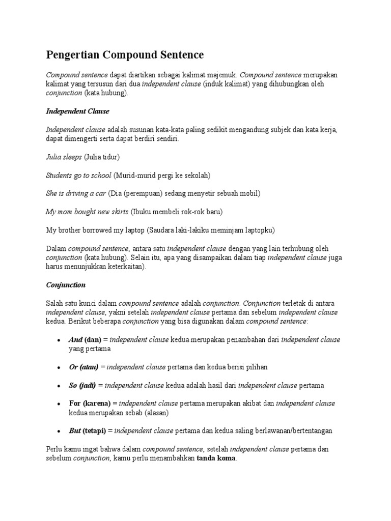 Pengertian Compound Sentence Pdf