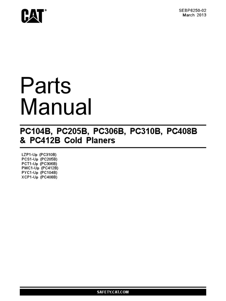 Cold Planer Parts Book English SEBP6250-02 | PDF