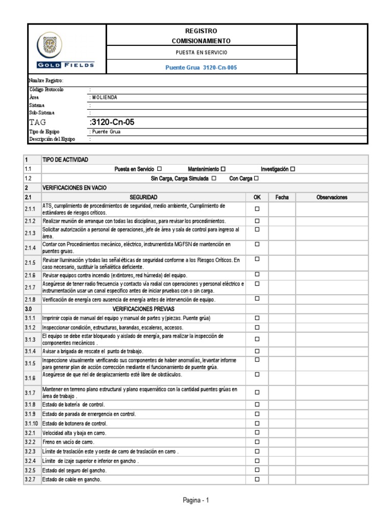 CHEC-LIST Bateria Hidrociclones 3120-Cy-001 | PDF