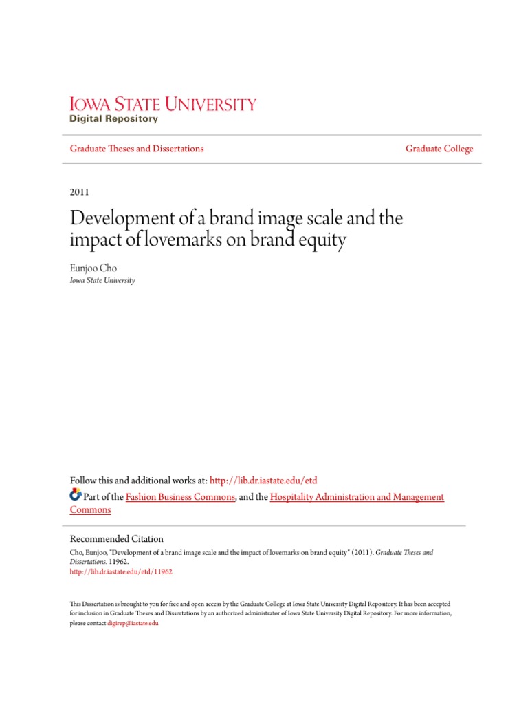Development of A Brand Image Scale and The Impact of Lovemarks On | PDF ...