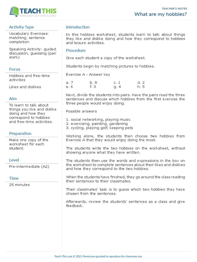 What Are My Hobbies | PDF | Hobbies | Cognitive Science