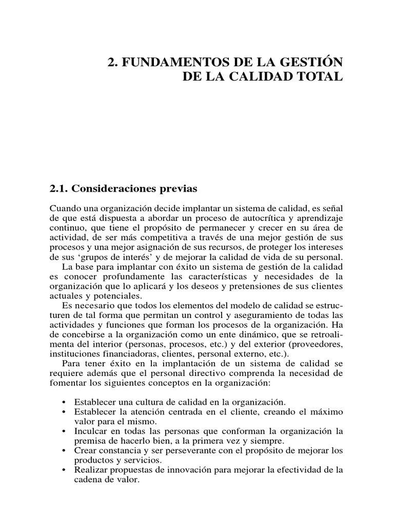 Capitulo 2 Fundamentos de La Gestion de La Calidad Total | PDF | Calidad (comercial) | Gestión ...