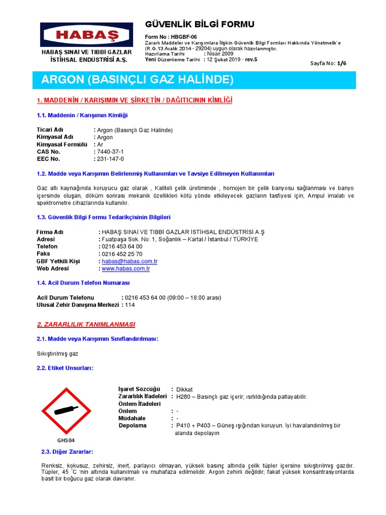 GBF6 Argon (Gaz) rev.5 | PDF