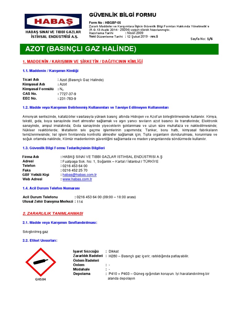 GBF5 Azot (Gaz) Rev.5 | PDF