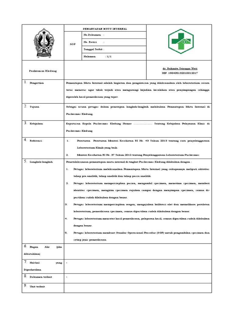 Sop Pemantapan Mutu Internal | PDF