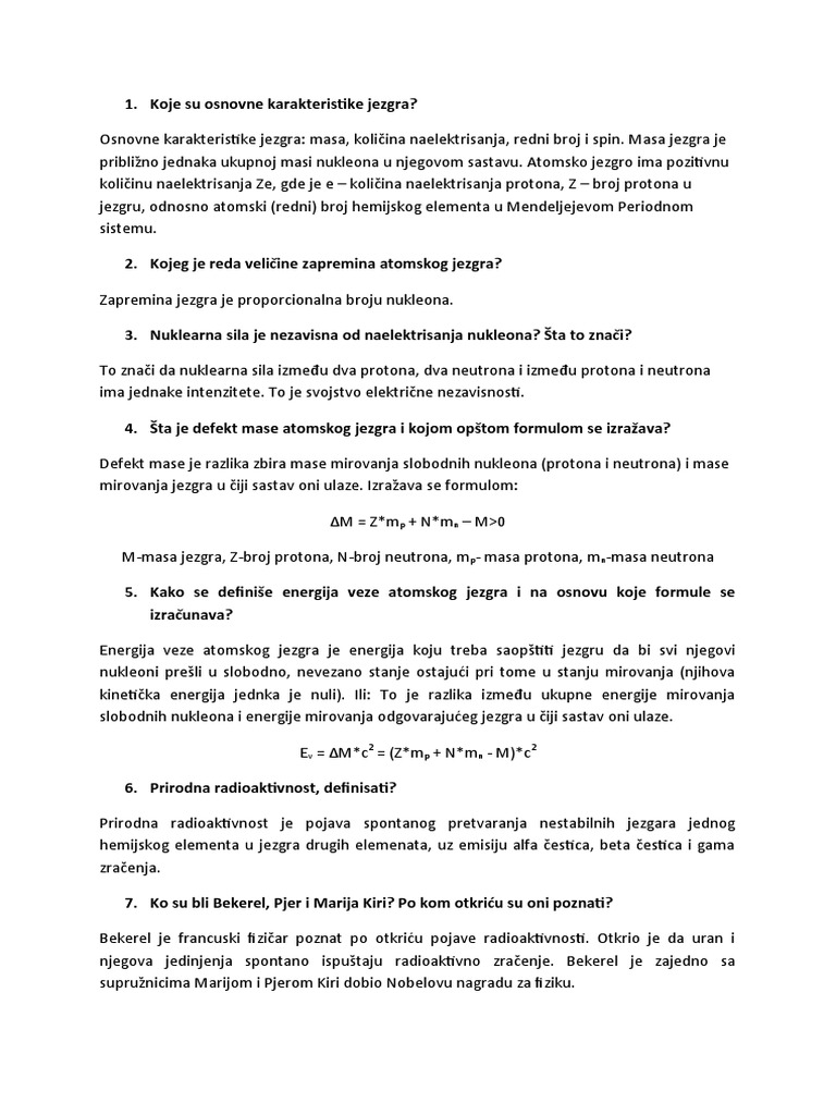 Pitanja Atomska Fizika | PDF
