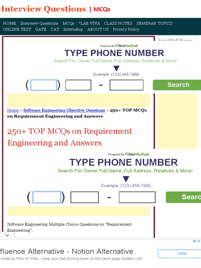 Engineeringinterviewquestions Mcqs On Requirement Engineering Answers | PDF | Use Case ...
