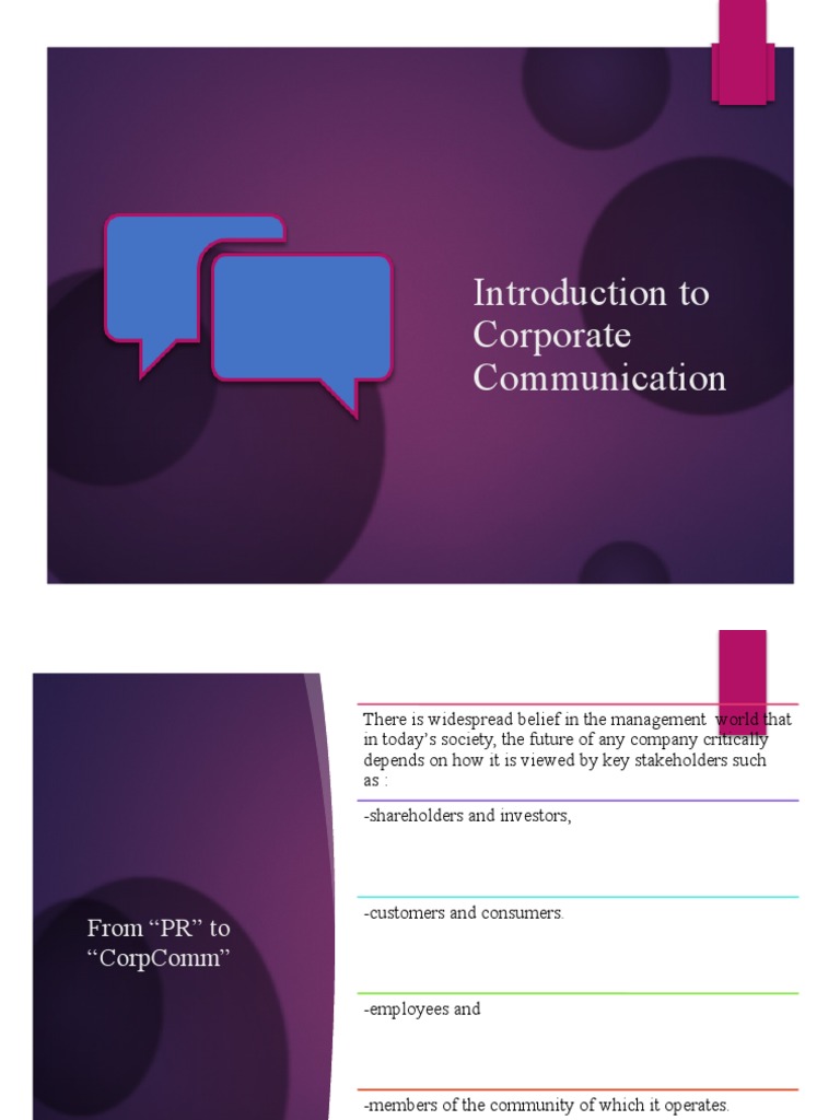 Introduction To Corporate Communication | PDF | Public Relations | Communication