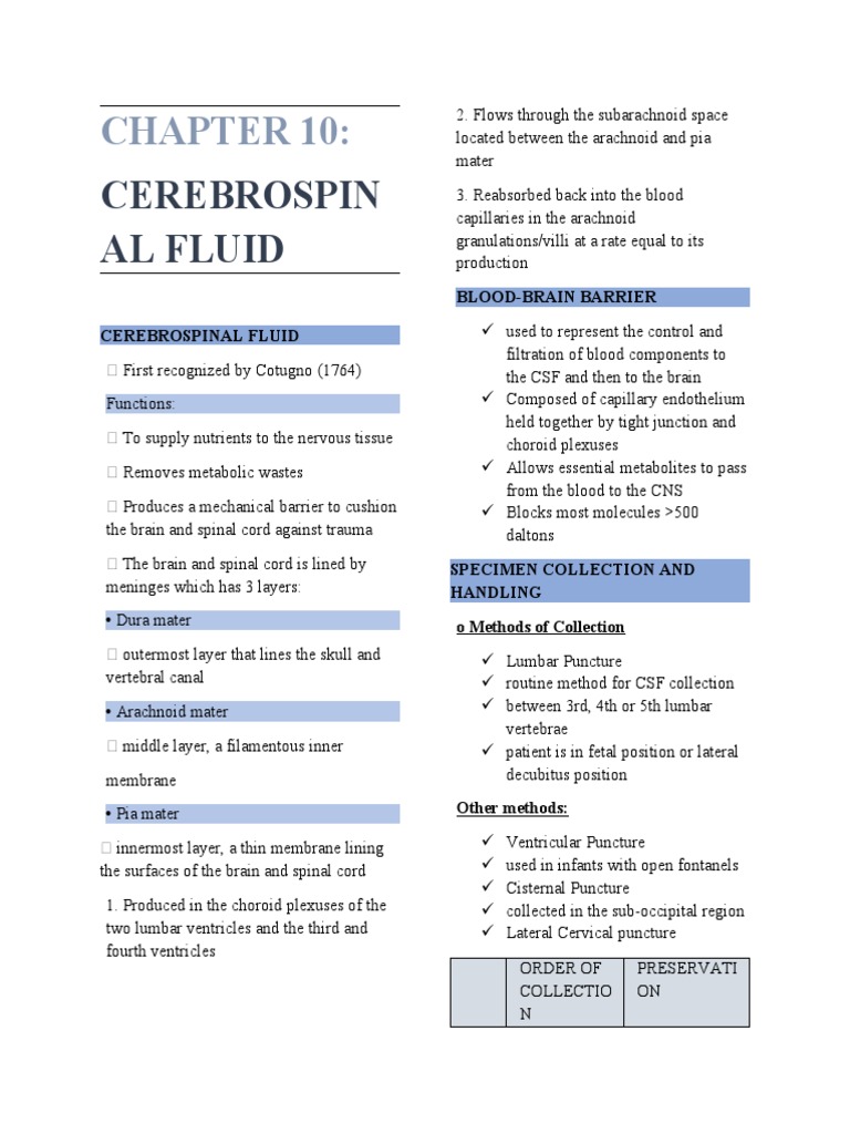 Cerebrospinal Fluid - AUBF | PDF | Medical Specialties | Clinical Medicine