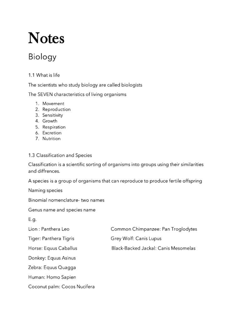 Biology Notes | PDF