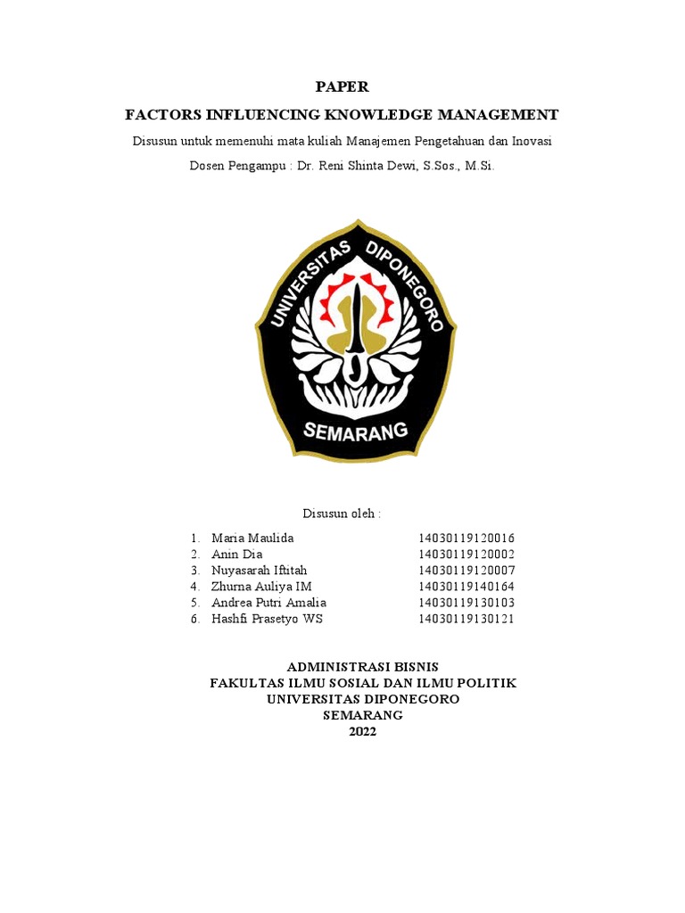 Kelompok 2 - Factors Influencing Knowledge Management | PDF