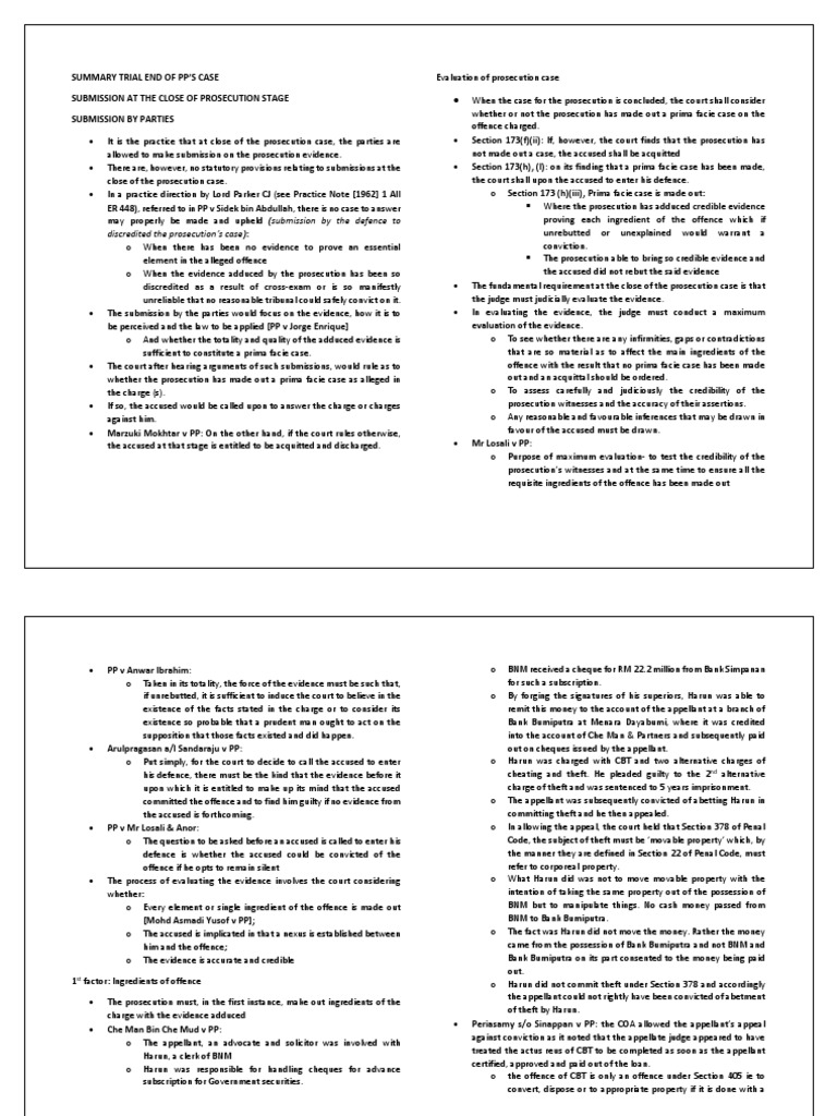 SUMMARY TRIAL End of PP | PDF | Reasonable Doubt | Burden Of Proof (Law)