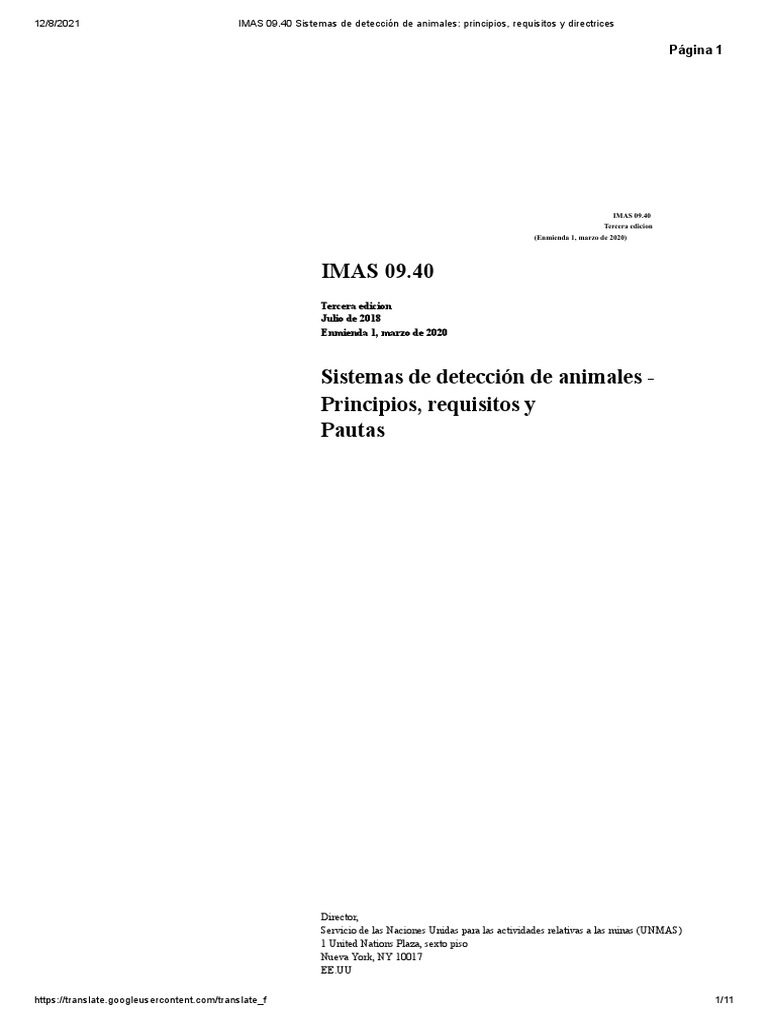 IMAS 09.40 Sistemas de Detección de Animales - Principios, Requisitos y Directrices | PDF