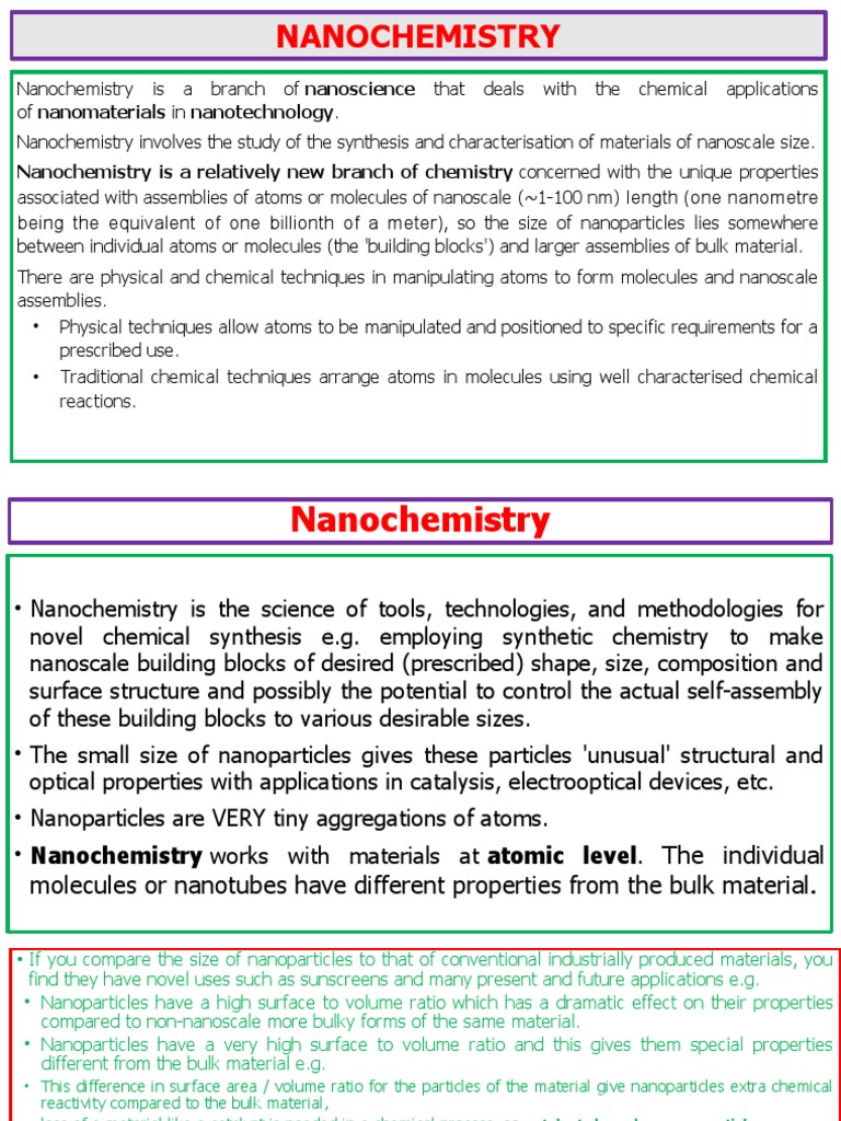 Nanochemistry 1 | PDF | Nanotechnology | Applied And Interdisciplinary ...