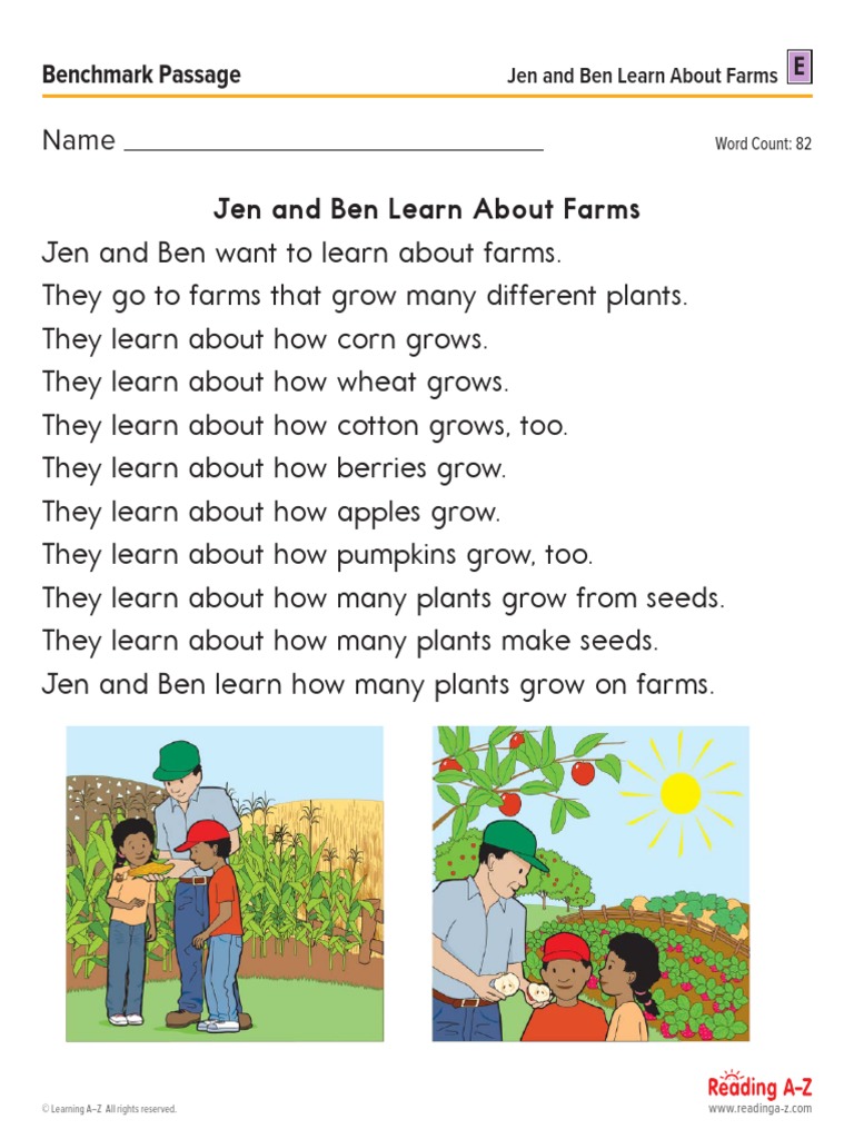 Jen and Ben Learn About Farms LVL e Passage | PDF