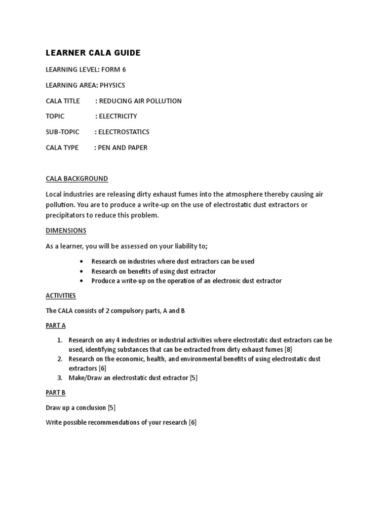 LEARNER CALA GUIDE Pollution | PDF | Technology & Engineering