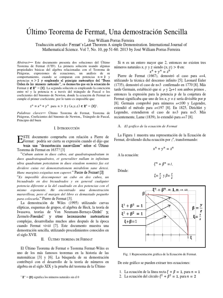 Último Teorema de Fermat, Una Demostración Sencilla | PDF | Raíz ...