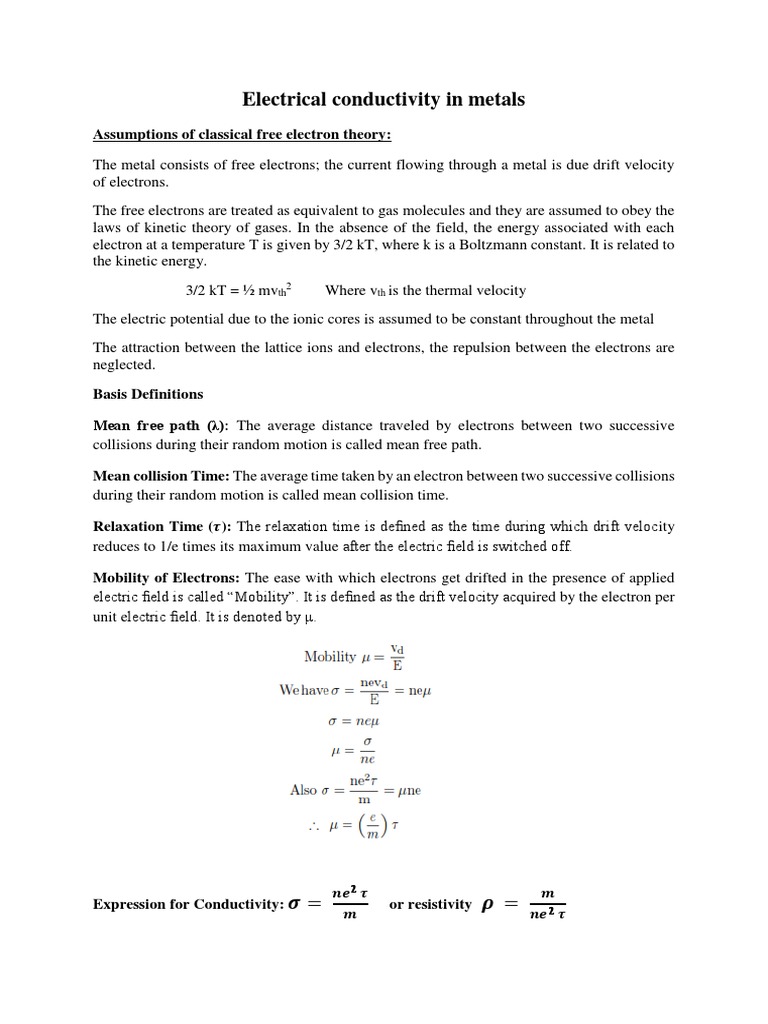 Conductivity in Metals and Dielectrics | PDF | Dielectric | Electrical ...