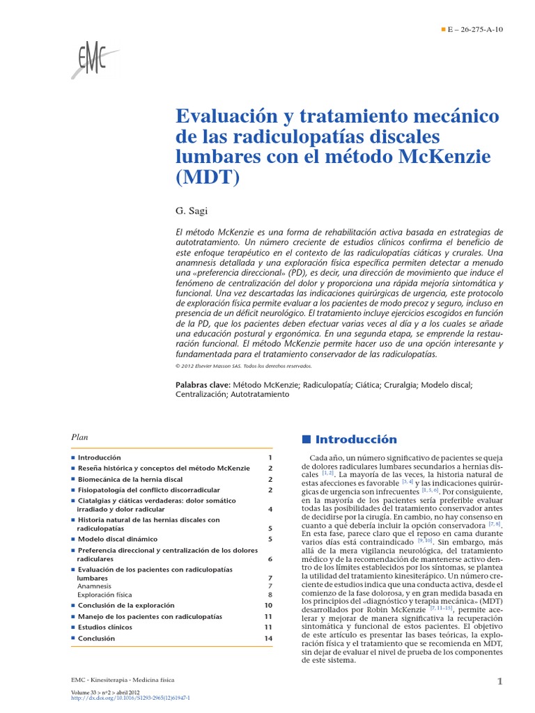 2013 Evaluación y Tratamiento Mecánico de Las Radiculopatías Discales Lumbares Con El Método ...