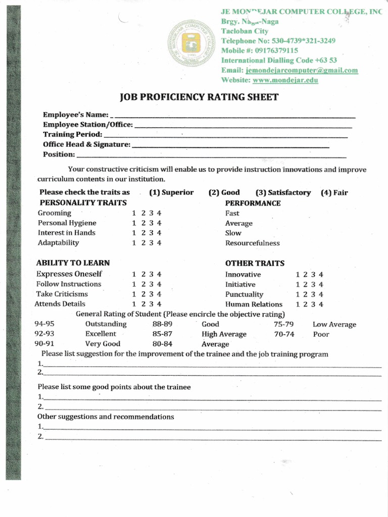 OJT-RATING-SHEET | PDF