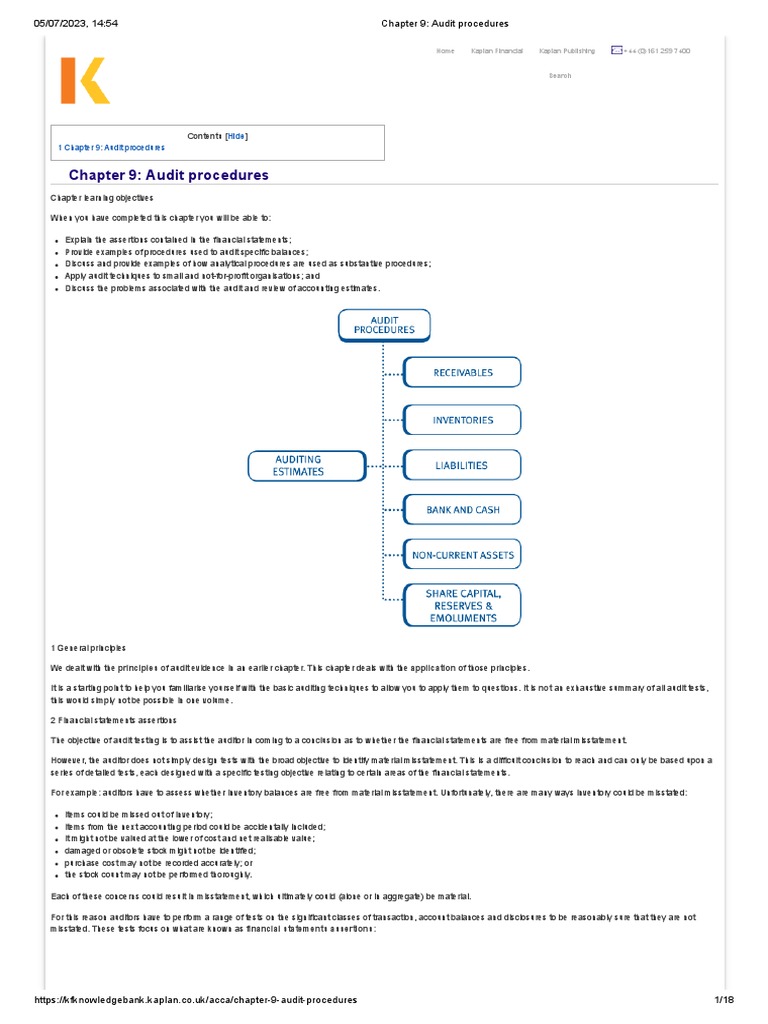 Kaplan Audit Procedures Guidance | PDF | Accounts Payable | Audit