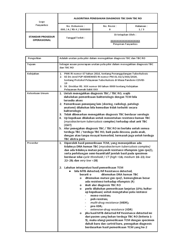 Algoritma Diagnosis TBC dan TBC RO | PDF | Sains & Matematika