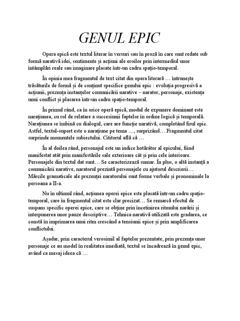Genul Epic | PDF
