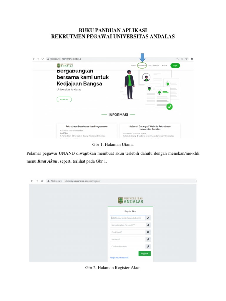 Panduan Aplikasi Rekrutmen Unand | PDF