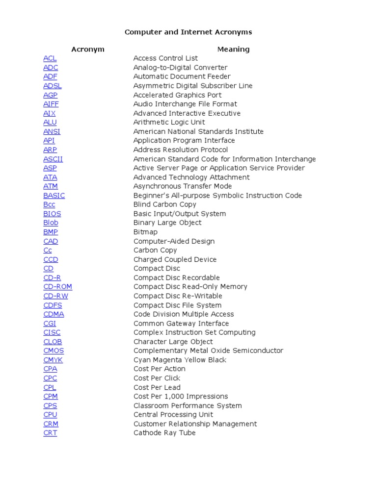 Tech Acronyms | Download Free PDF | Communications Protocols | Computer ...