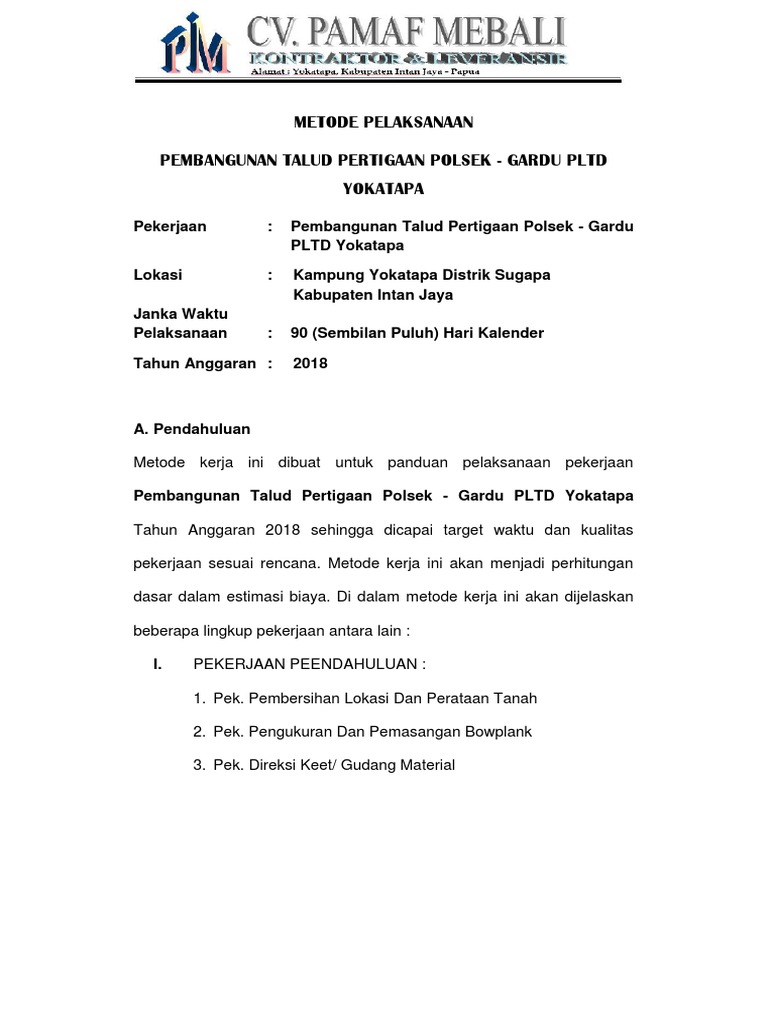 A. Metode Pelaksanaan Talud | PDF | Sains & Matematika
