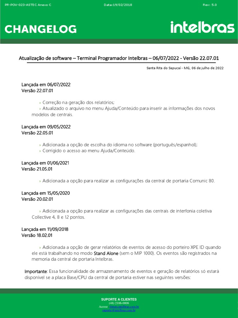 Atualizações de Software Intelbras 2022 | PDF | Engenharia de Software ...