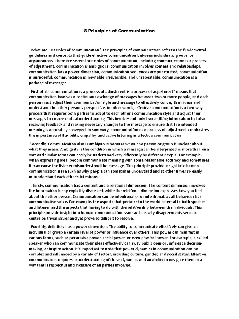 8 Principles of Communication Essay | PDF | Communication | Thought