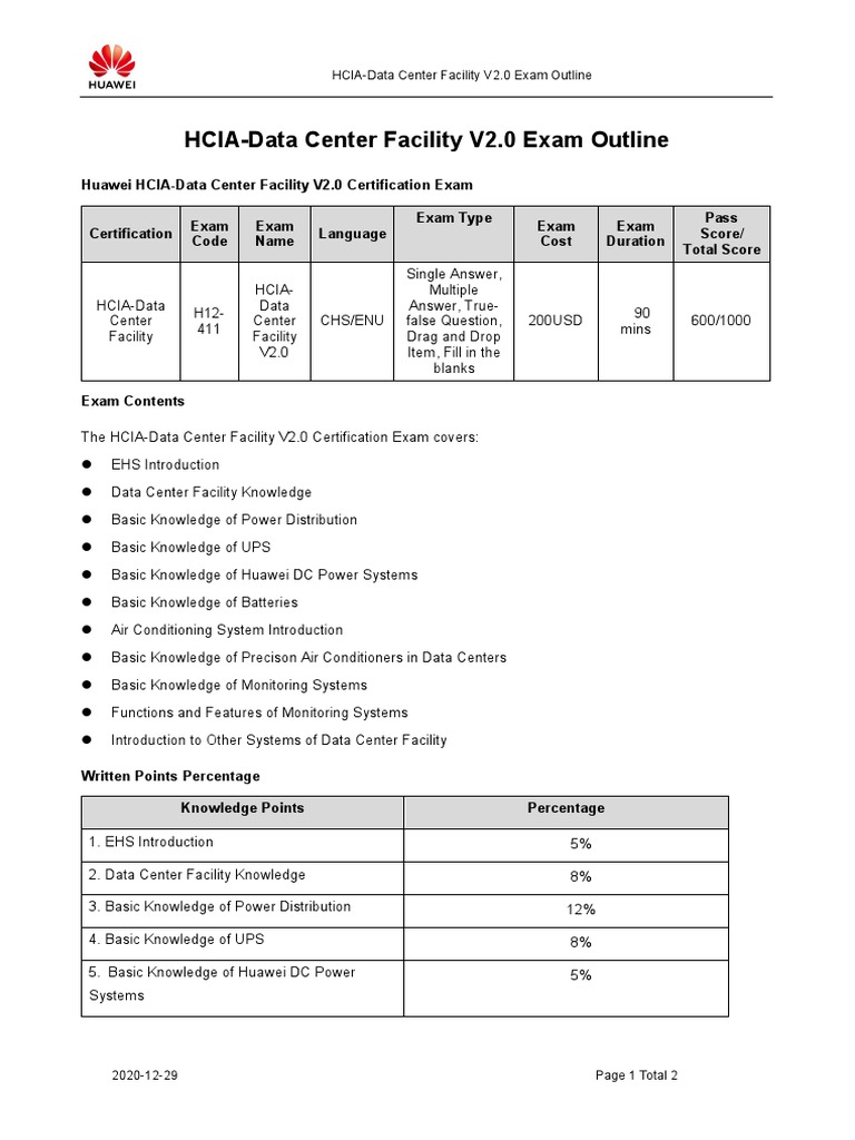 HCIA Data Center Facility Exam Guide | PDF | Air Conditioning | Data Center