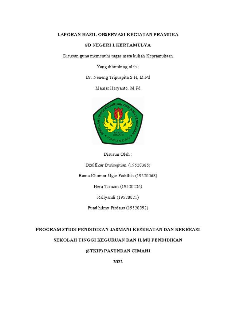 Kelompok 3 Tugas Laporan Observasi Kepramukaan - PJKR 4-I | PDF | Karier & Perkembangan