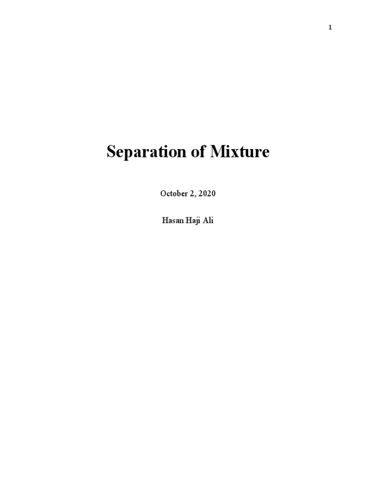 Separation of Mixture | PDF | Filtration | Mixture