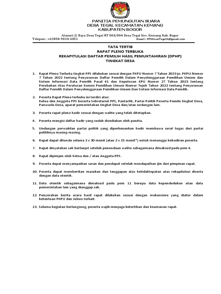 TATA TERTIB RAPAT PLENO TERBUKA DPHP TK. PPS-PPK-1 | PDF